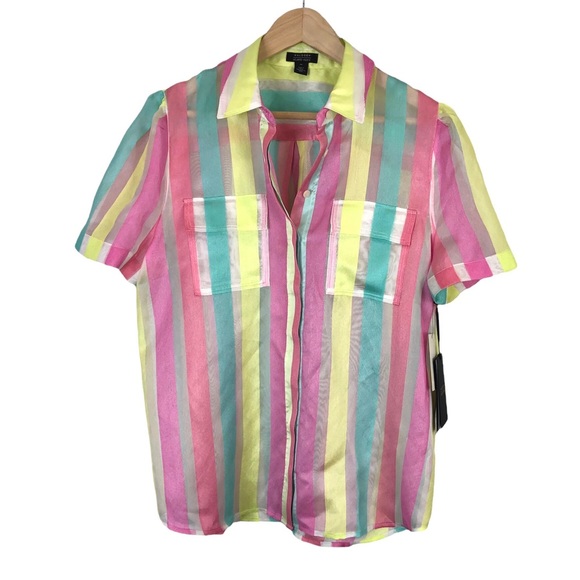 Halogen | Tops | Halogen X Atlantic Pacific Candy Stripe Short Sleeve ...